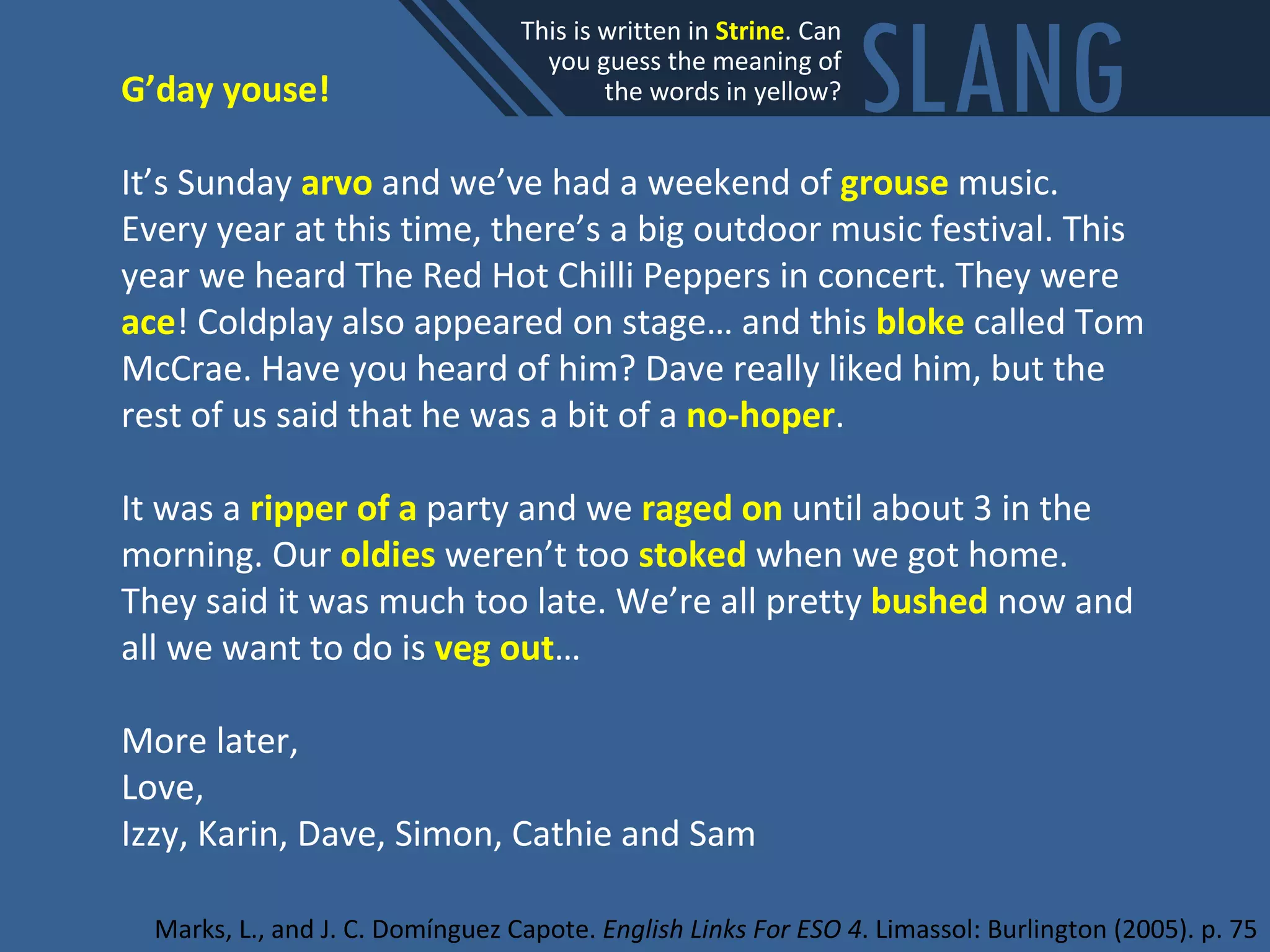 Strine (Australian slang) | PPT