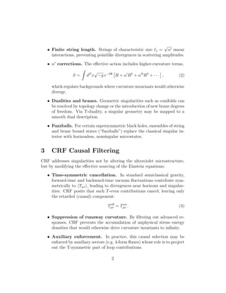Singularities: Strings vs CRF Mechanisms | PDF