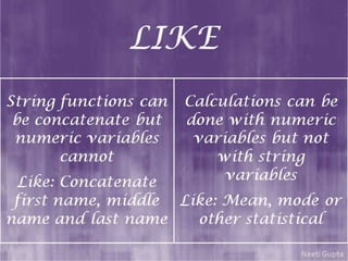 String & Numeric in SPSS | PPT