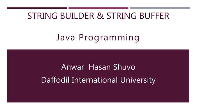 String Builder And String Buffer Java Programming Ppt