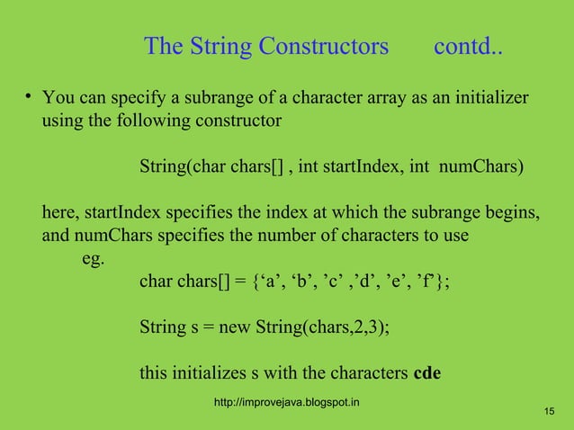 String classes and its methods.20