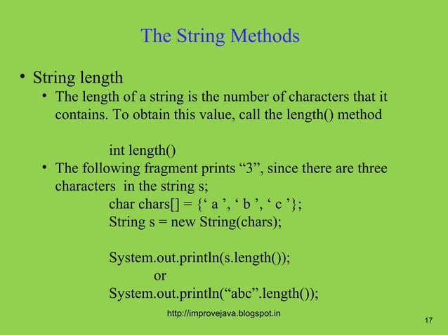 String classes and its methods.20