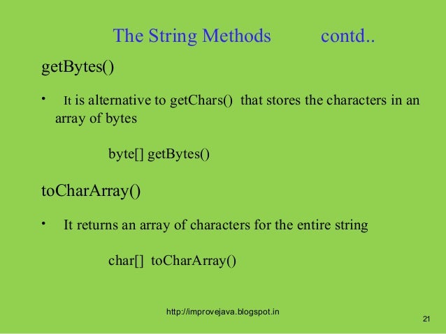 String classes and its methods.20