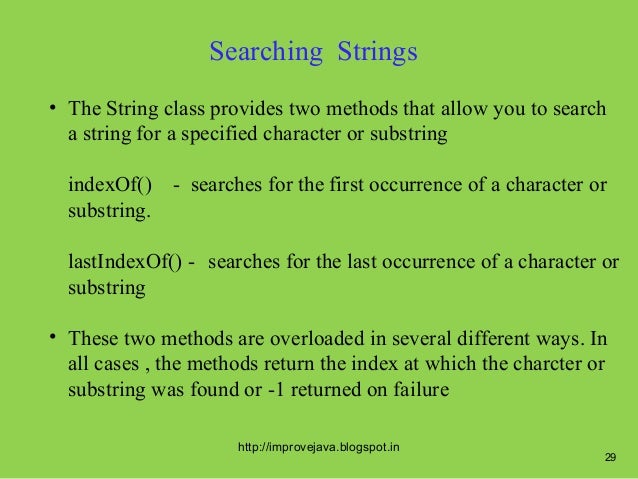 String classes and its methods.20