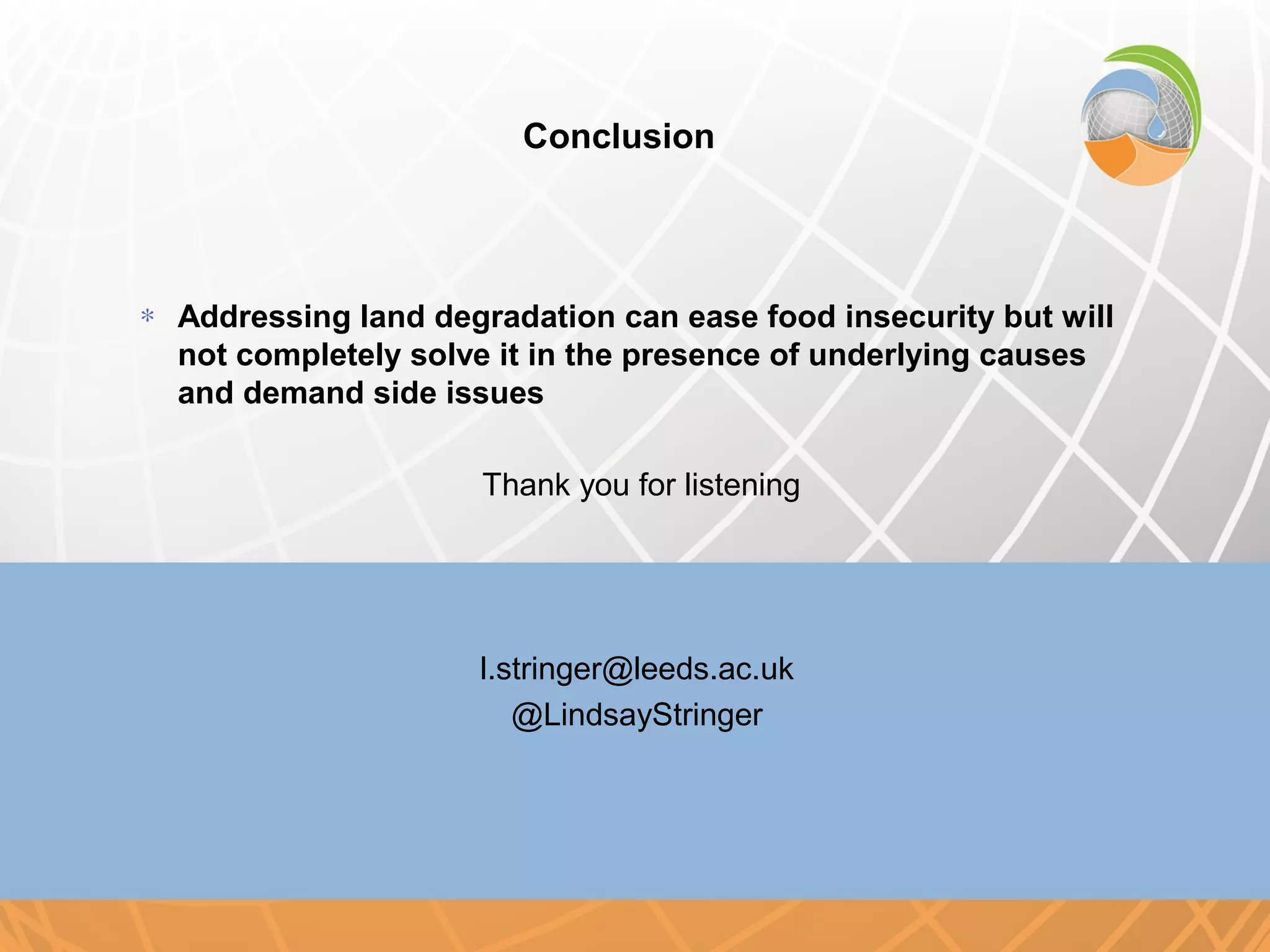 Lindsay Carman STRINGER "Combating land degradation and desertification ...