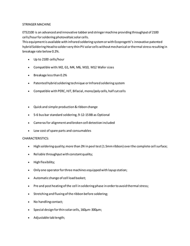 Stringer machine | DOCX