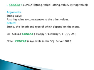 String functions | PPTX | Programming Languages | Computing