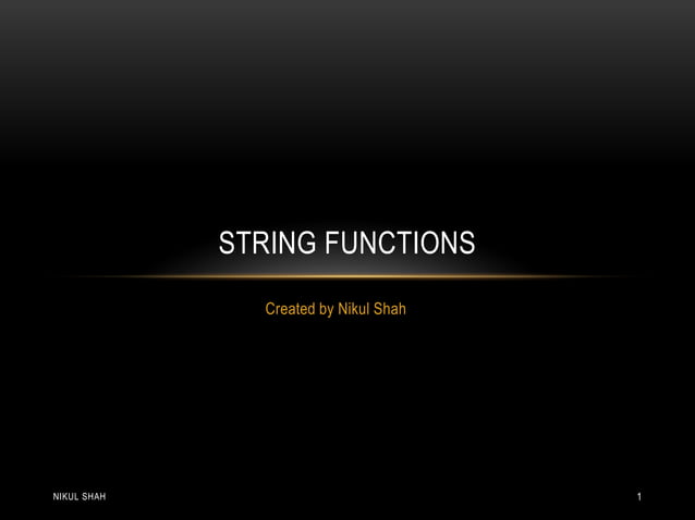 String functions | PPT