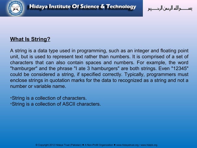String functions and operations | PPT | Web Development | Internet