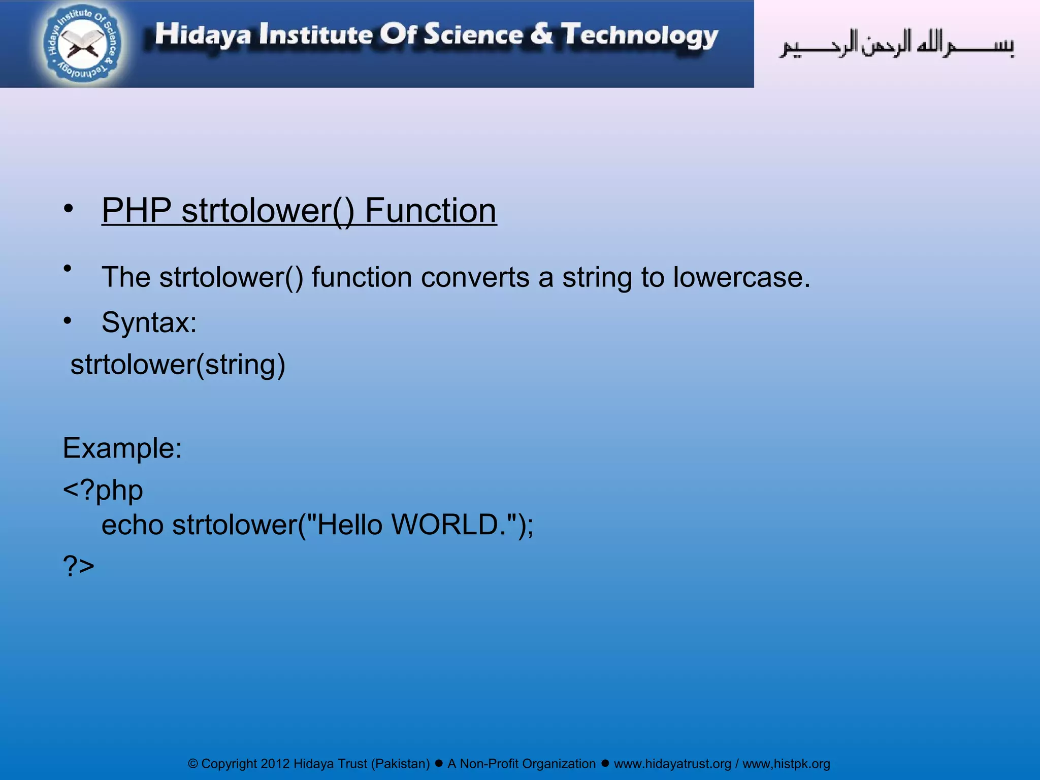 String functions and operations | PPT | Web Development | Internet