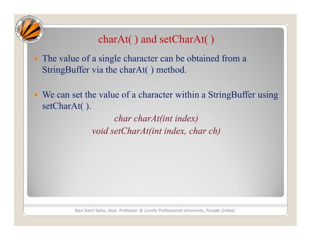 String handling(string buffer class) | PPT