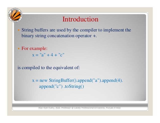 String handling(string buffer class) String handling(string buffer class)