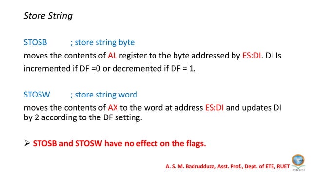 8086 String Instructions.pdf | Programming Languages | Computing