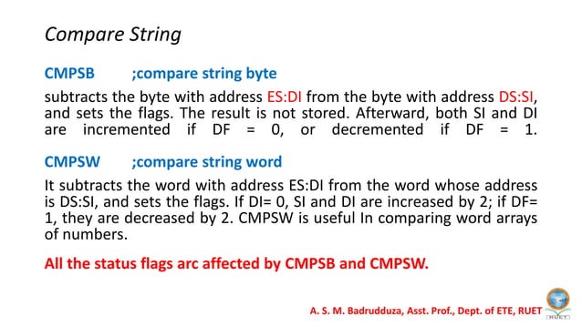 8086 String Instructions.pdf | Programming Languages | Computing