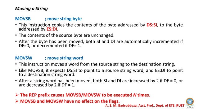 8086 String Instructions.pdf | Programming Languages | Computing