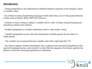 String Interpolation in Scala | ODP | Programming Languages | Computing