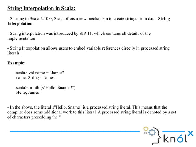 String Interpolation in Scala | ODP | Programming Languages | Computing