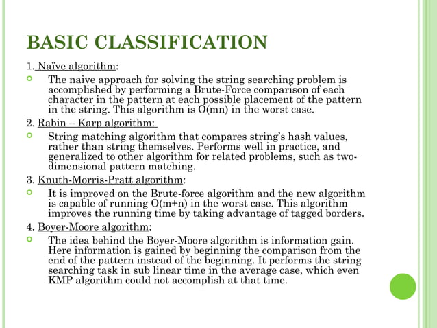 String Matching Algorithm String Matching Algorithm