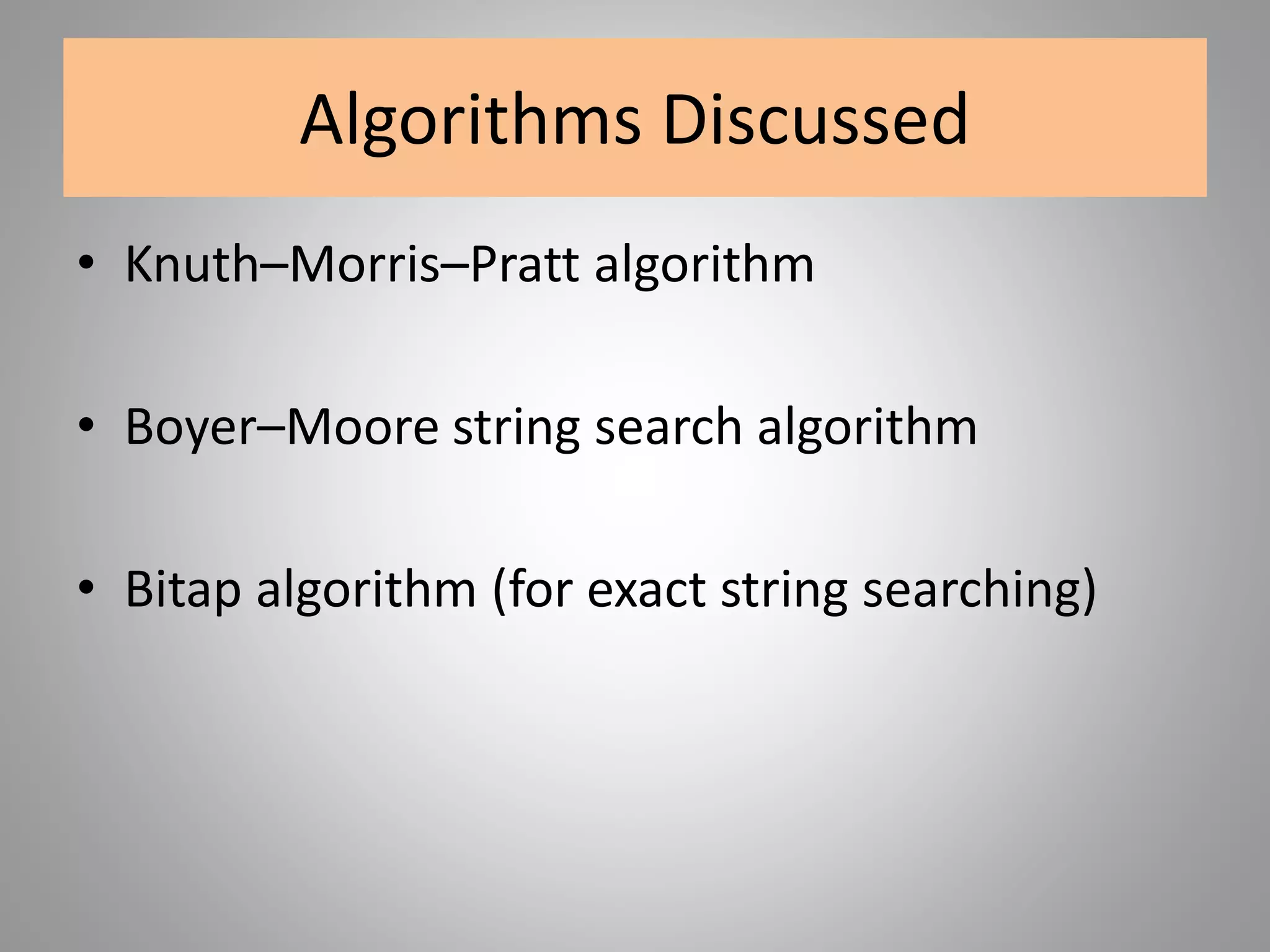 String Matching Algorithms Pattern Matching Ppt