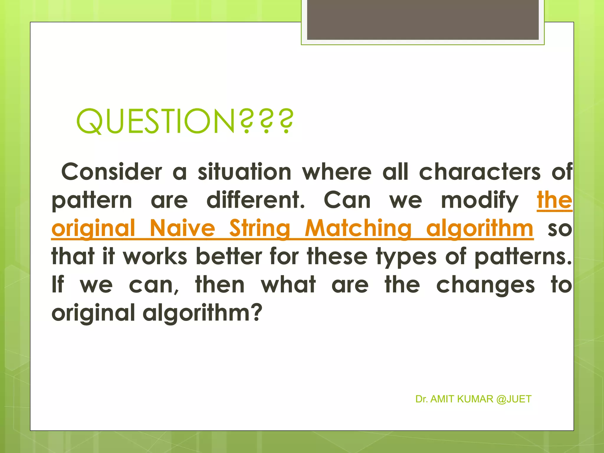 String matching, naive, | PDF String matching, naive, | PDF