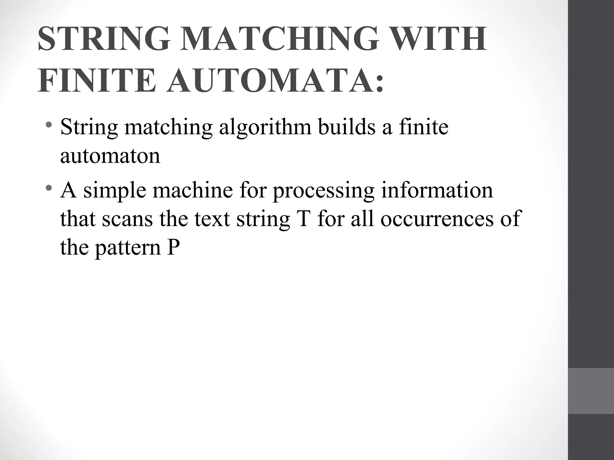 String matching with finite state automata | PPT