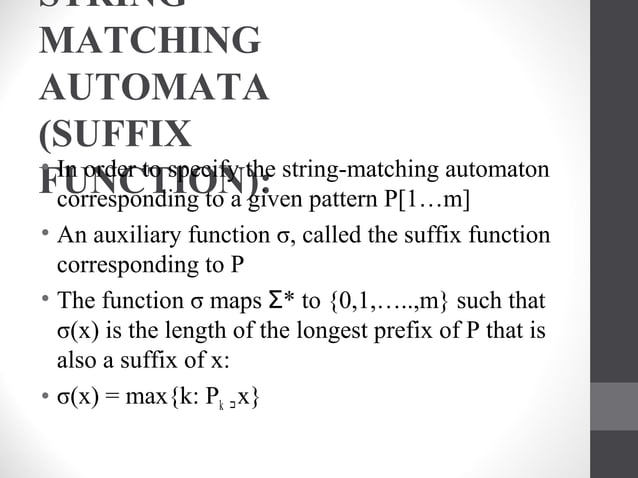 String matching with finite state automata | PPT