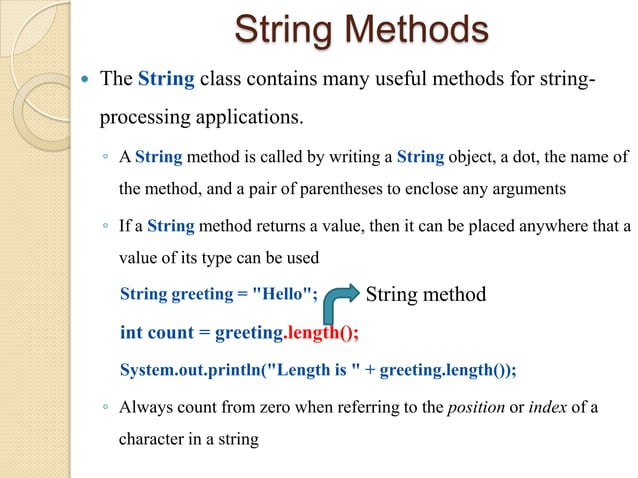 Strings in Java | PPTX | Programming Languages | Computing