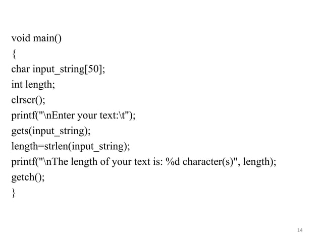 Strings in C | PPTX | Programming Languages | Computing