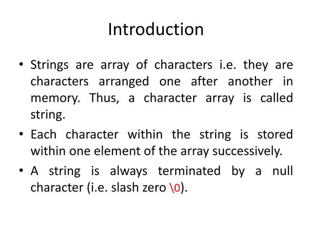 Strings in C | PPTX | Programming Languages | Computing