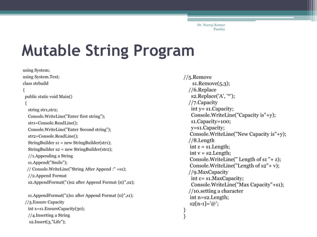 Strings in c# | PPTX