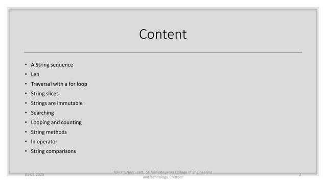 Strings In Python Ppt