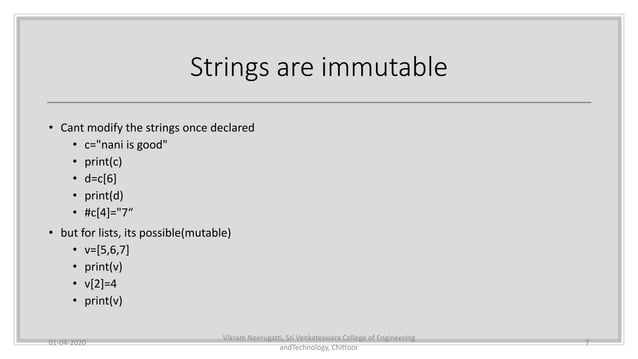 Strings in Python | PPT
