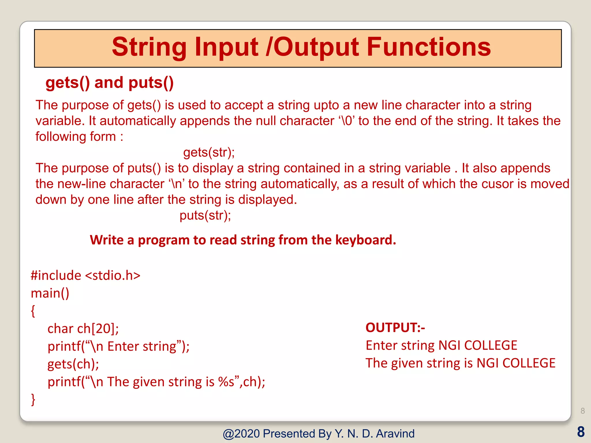 Strings IN C | PPT