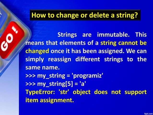 Detailed description of Strings in Python | PPT