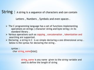 STRINGS in C programming language to prepare for exams | PDF