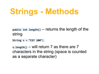 Strings & arrays | PPTX | Programming Languages | Computing