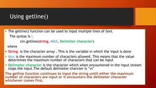 Strings in c++ | PPTX | Programming Languages | Computing