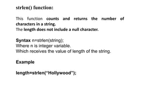 Strings in c mrs.sowmya jyothi | PDF