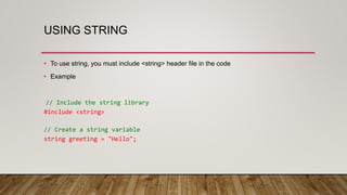 Strings in c plus plus | PPT