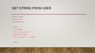 Strings in c plus plus | PPT