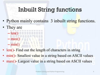 Strings in python | PPT