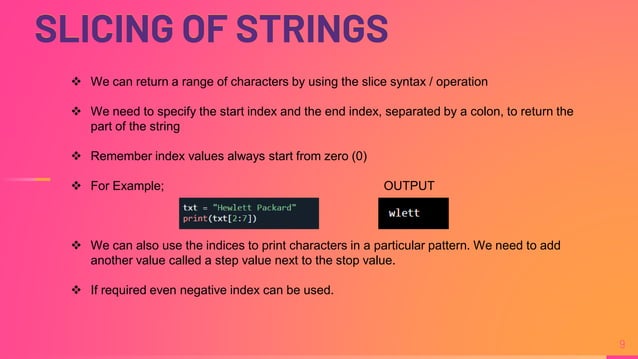 strings in python (presentation for DSA) | PDF