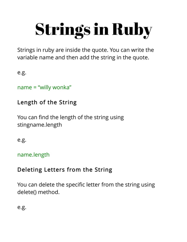 Strings in Ruby | PDF | Programming Languages | Computing