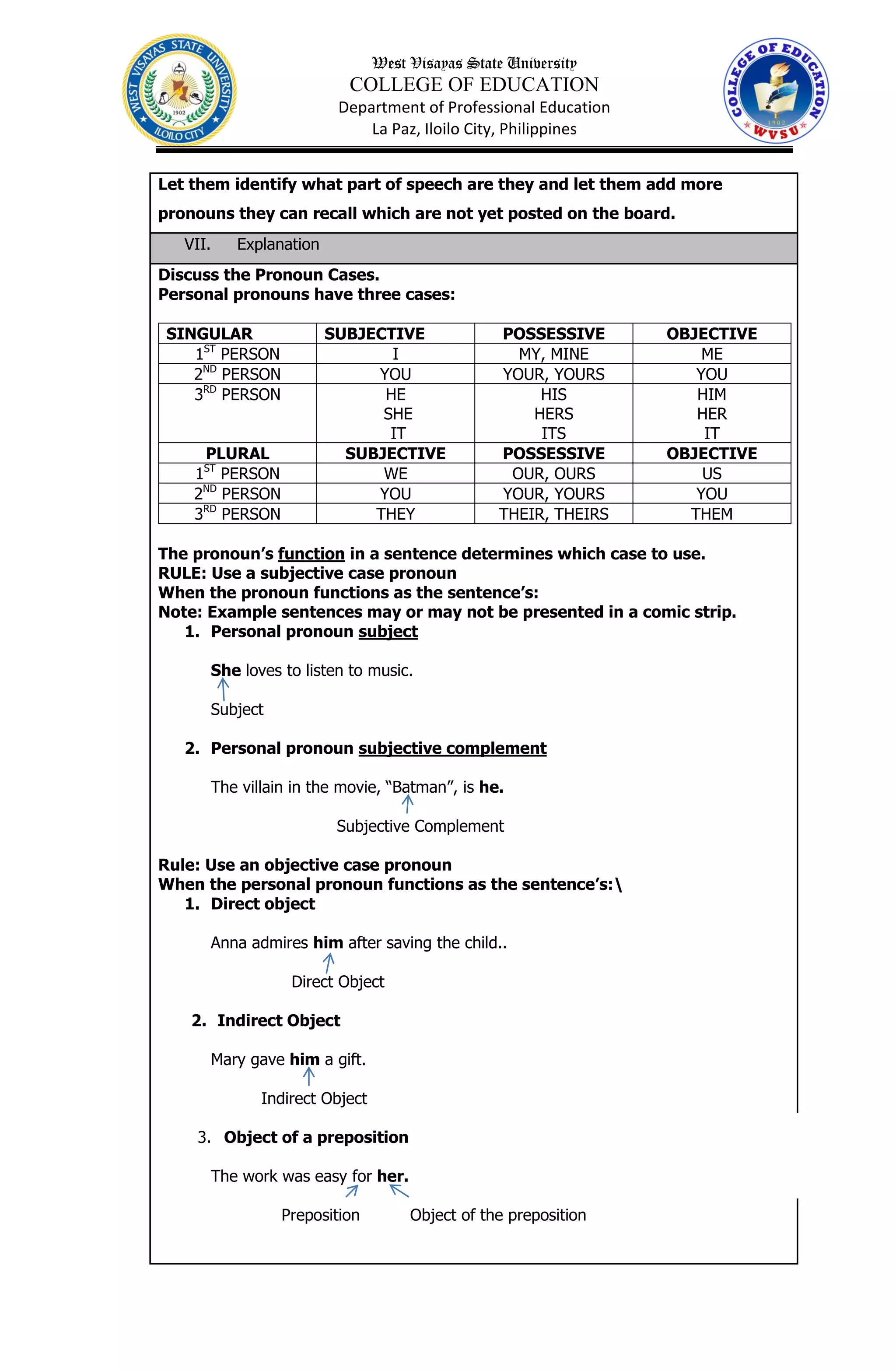 Strip It: Comics Pronouns Teachers Tool Kit- lesson plan | PDF