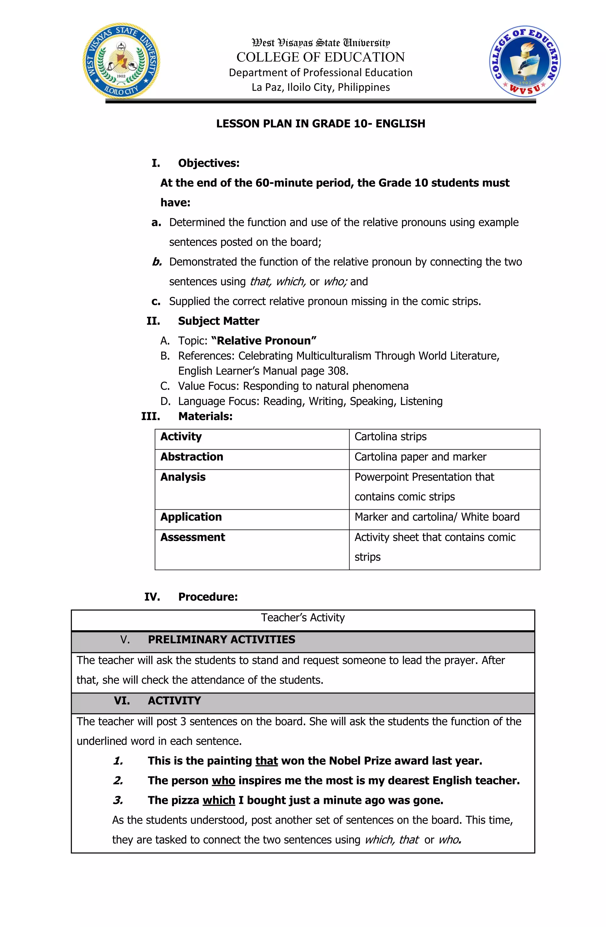 Strip It: Comics Pronouns Teachers Tool Kit- lesson plan | PDF