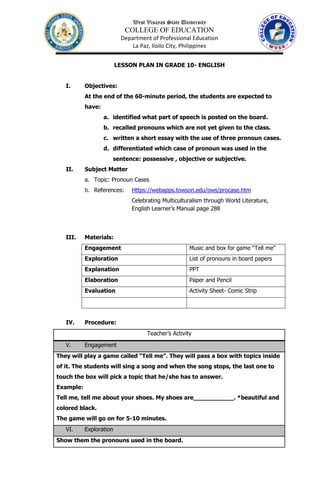 Strip It: Comics Pronouns Teachers Tool Kit- lesson plan | PDF