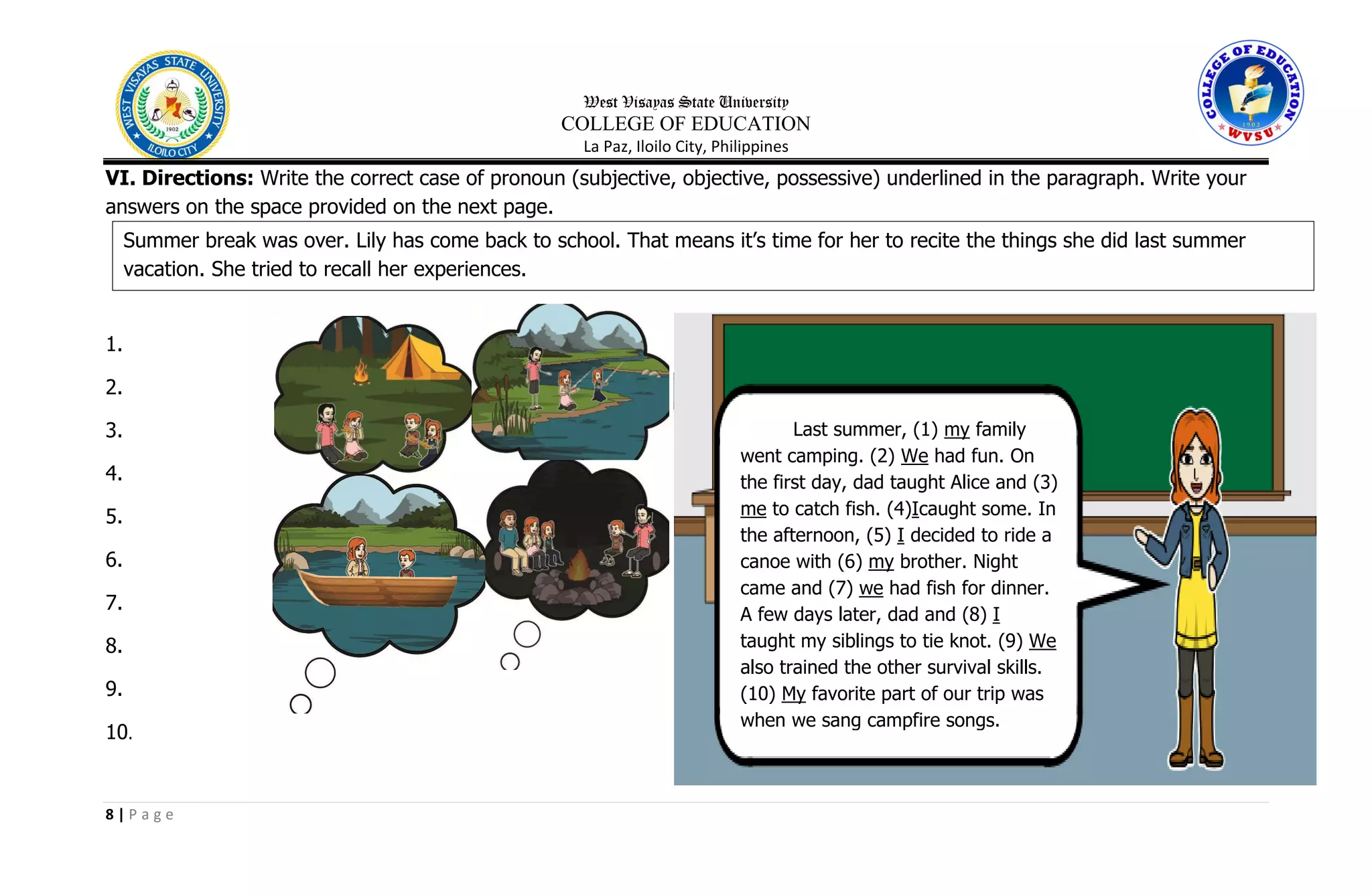 Strip it: comics-pronoun teachers' tool kit- pre test | PDF