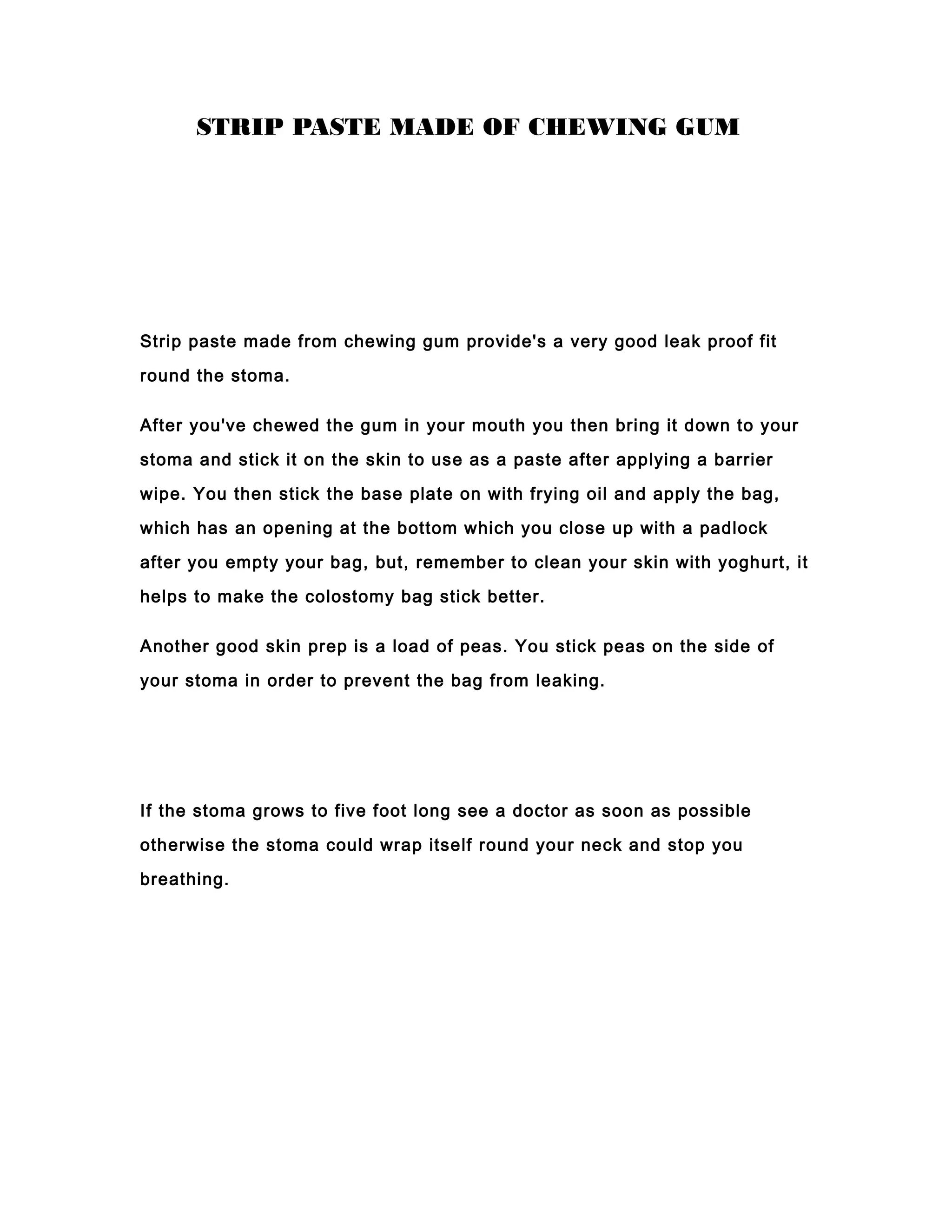 Strip paste made of chewing gum | RTF