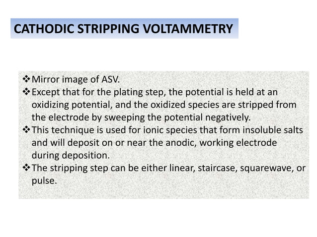 Stripping voltammetry | PPTX