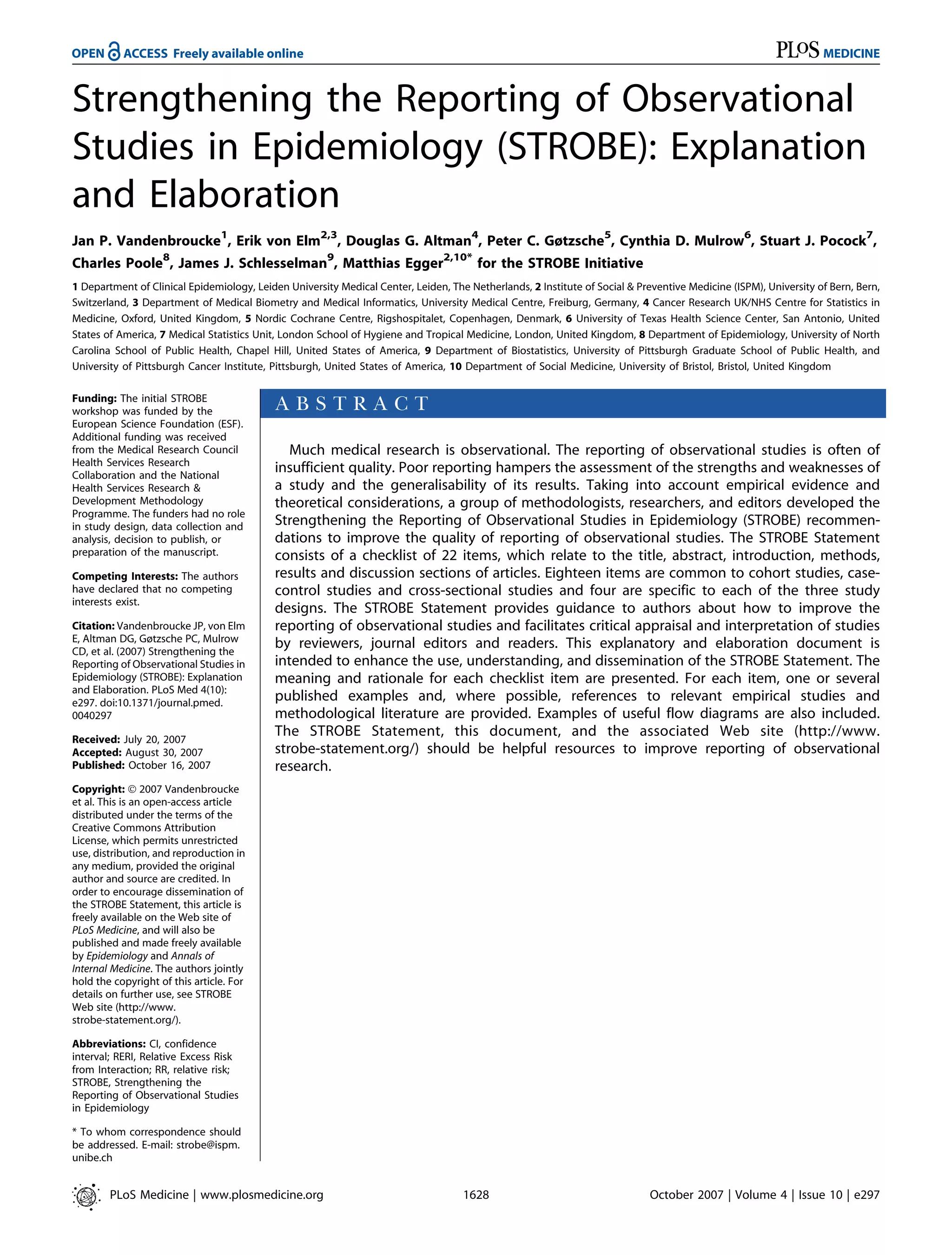 Strobe estudios observacionales revision | PDF | Medical Health